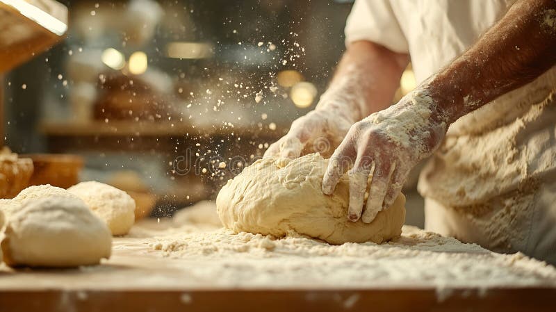 Generative AI Bakers Forming Bread Dough in a Bakery Bakery Concept ...