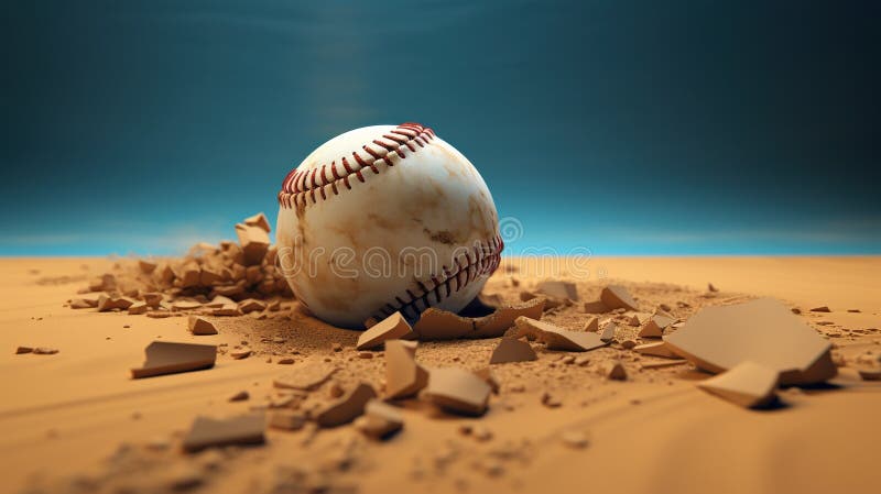 Generative AI, Baseball Ball in Dry Sand Explosion, Pitchers Mound ...