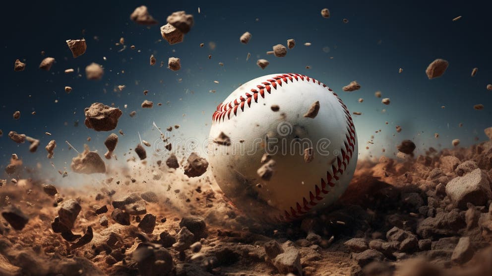 Generative AI, Baseball Ball in Dry Sand Explosion, Pitchers Mound ...