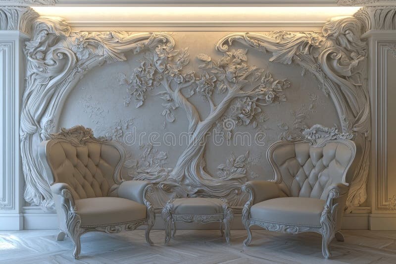 A Generative AI-based Design for a White Wall with Rococo Staining ...
