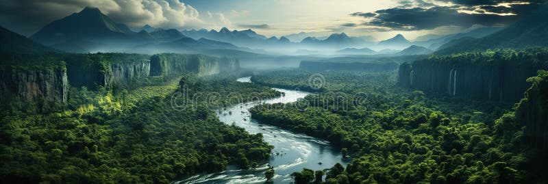 Generative AI, Beautiful Green Amazon Forest Landscape, Rainforest ...