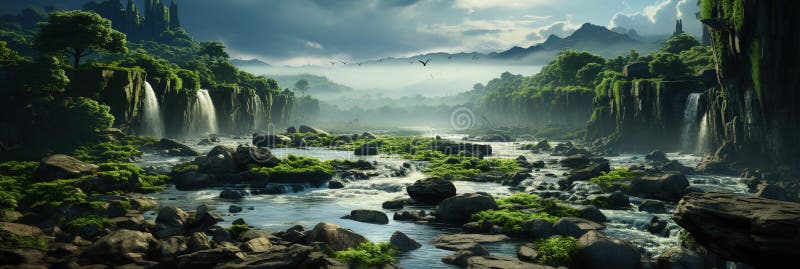 Generative AI, Beautiful Green Amazon Forest Landscape, Rainforest ...