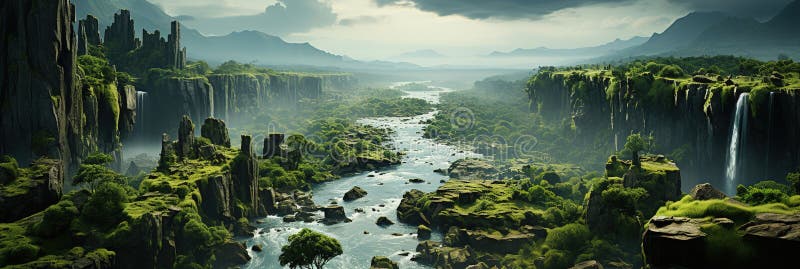 Generative AI, Beautiful Green Amazon Forest Landscape, Rainforest ...