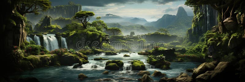 Generative AI, Beautiful Green Amazon Forest Landscape, Rainforest ...