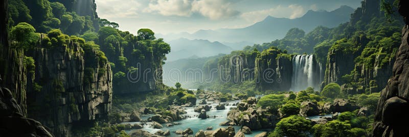 Generative AI, Beautiful Green Amazon Forest Landscape, Rainforest ...