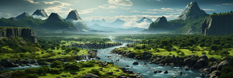 Generative AI, Beautiful Green Amazon Forest Landscape, Rainforest ...