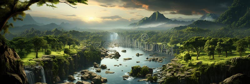 Generative AI, Beautiful Green Amazon Forest Landscape, Rainforest ...