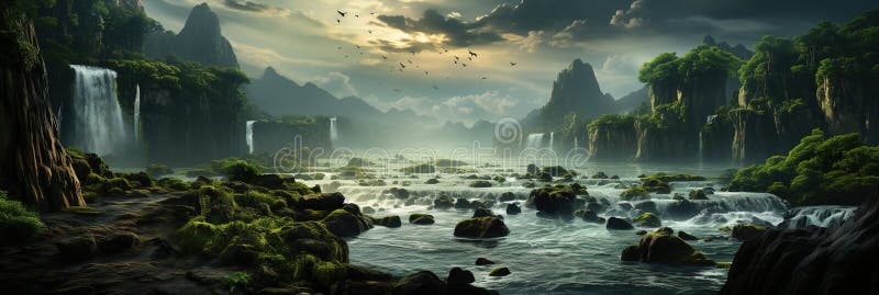 Generative AI, Beautiful Green Amazon Forest Landscape, Rainforest ...