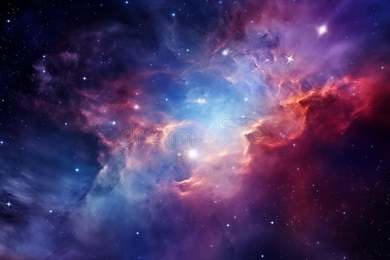 Generative AI a Beautiful Nebula in Outer Space Stock Illustration ...