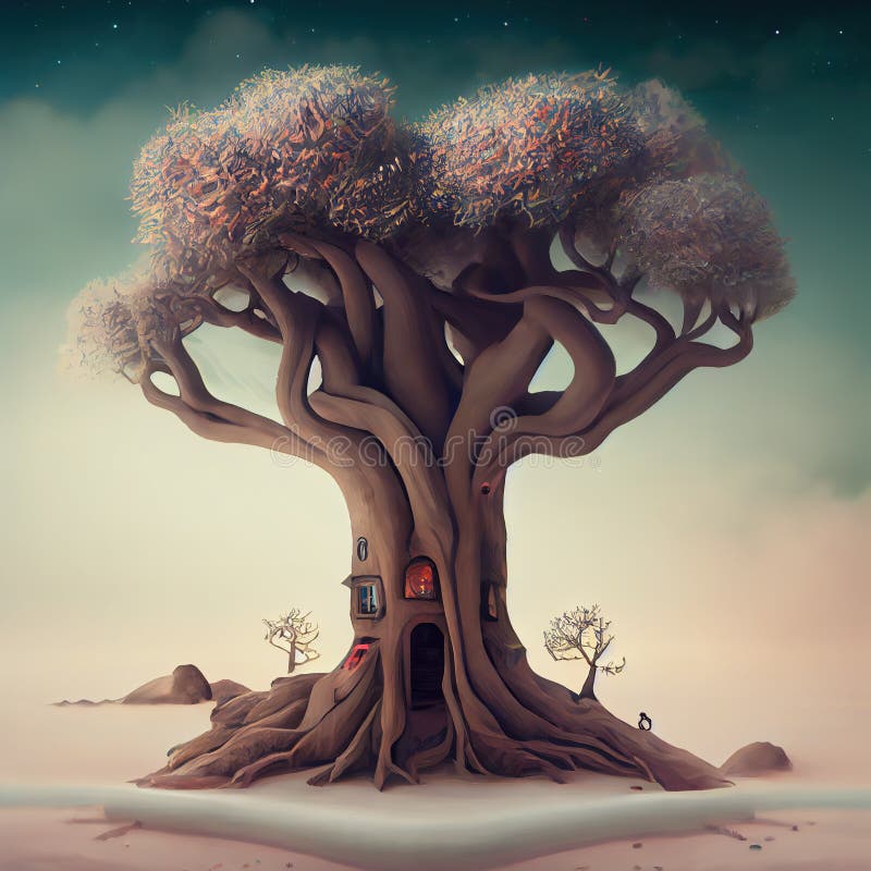 Generative AI: Beautiful Tree for a Children`s Story Book Stock ...