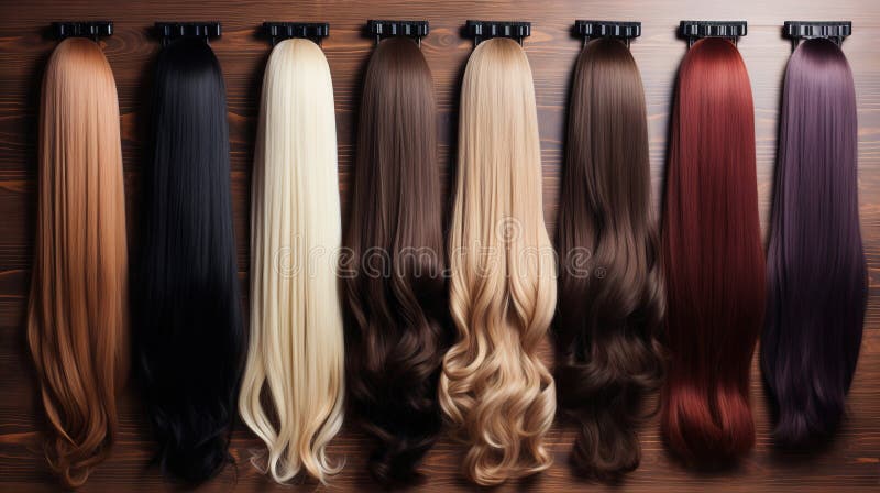 Generative AI, Beauty Salon Hair Extensions Different Colors Stock ...