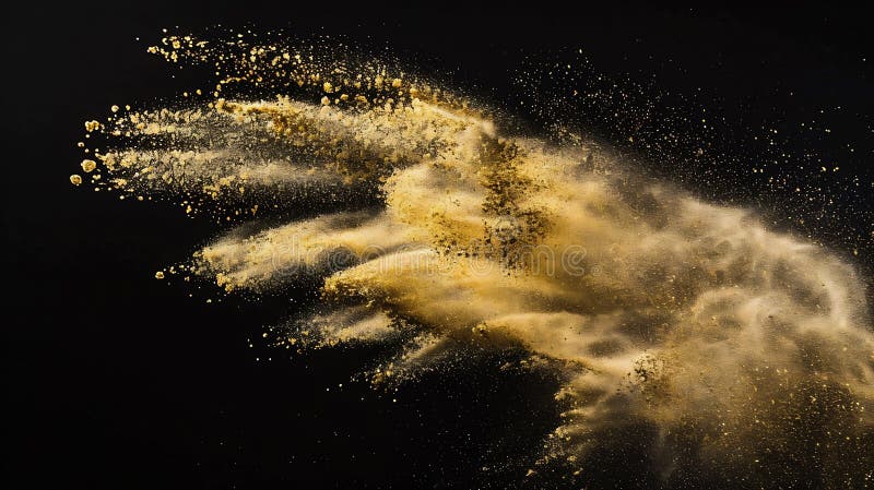 Generative AI Big Size Sand Flying Explosion Golden Grain Wave Explode ...