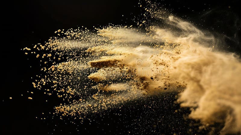Generative AI Big Size Sand Flying Explosion Golden Grain Wave Explode ...