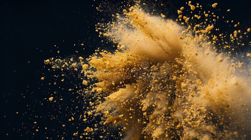 Generative AI Big Size Sand Flying Explosion Golden Grain Wave Explode ...