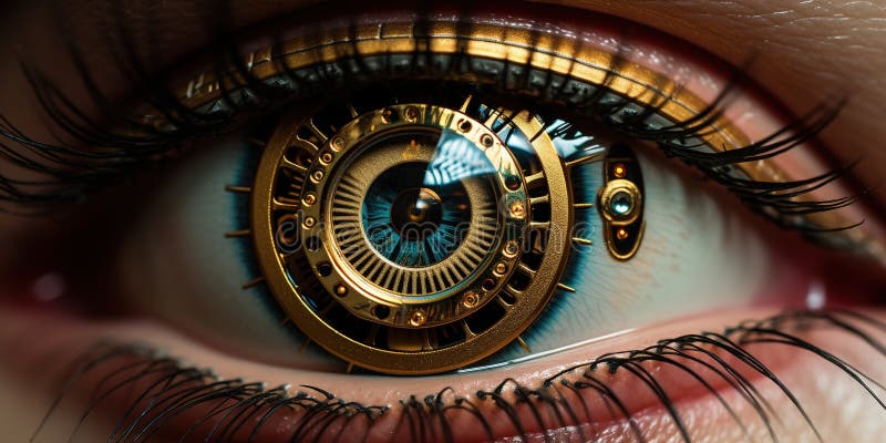 Generative AI, Bionic Steampunk Eye Closeup, Fictional Implant Stock ...
