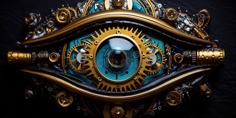 Generative AI, Bionic Steampunk Eye Closeup, Fictional Implant Stock ...