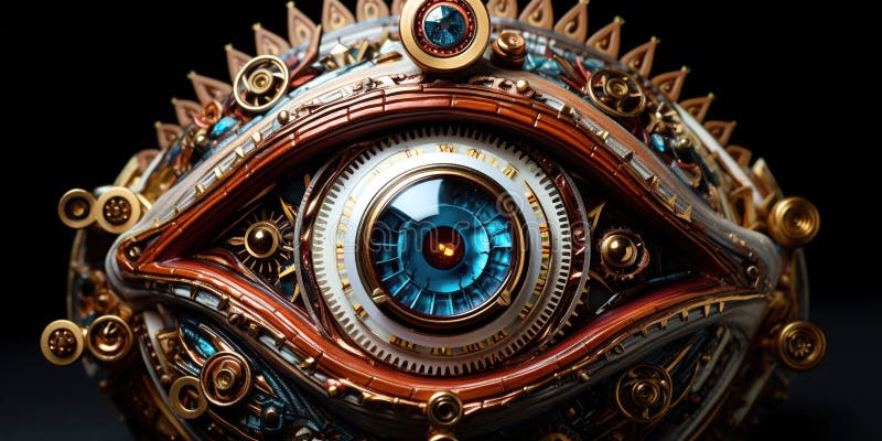 Generative AI, Bionic Steampunk Eye Closeup, Fictional Implant Stock ...
