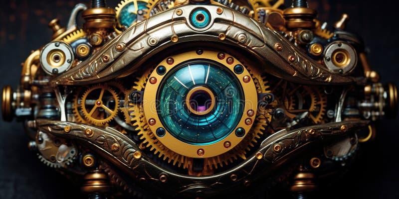 Generative AI, Bionic Steampunk Eye Closeup, Fictional Implant Stock ...