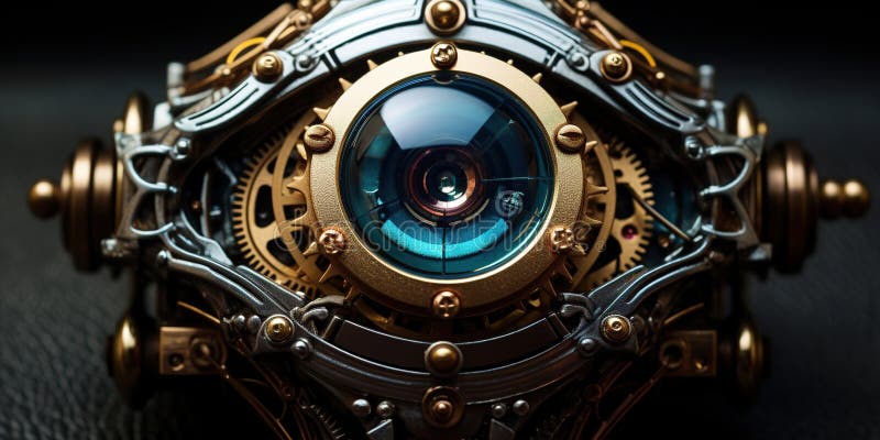 Generative AI, Bionic Steampunk Eye Closeup, Fictional Implant Stock ...