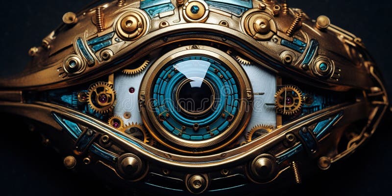 Generative AI, Bionic Steampunk Eye Closeup, Fictional Implant Stock ...