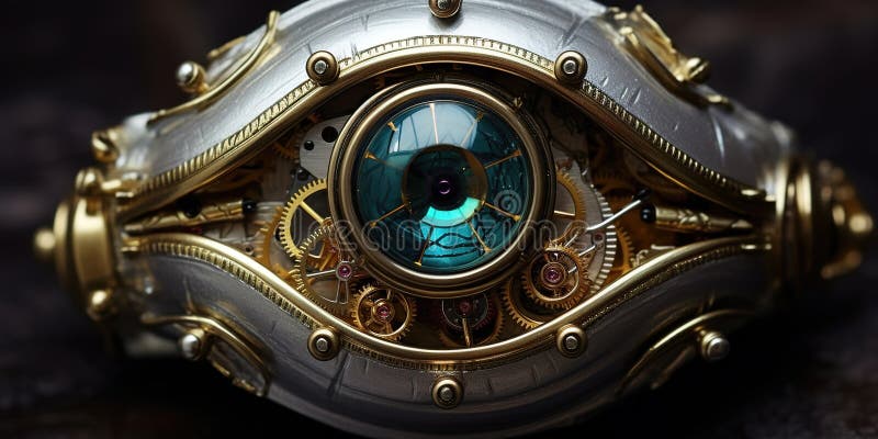 Generative AI, Bionic Steampunk Eye Closeup, Fictional Implant Stock ...