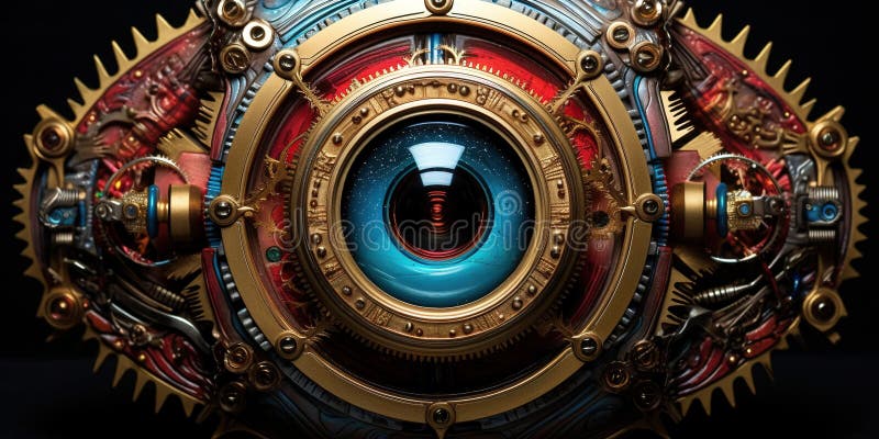 Generative AI, Bionic Steampunk Eye Closeup, Fictional Implant Stock ...