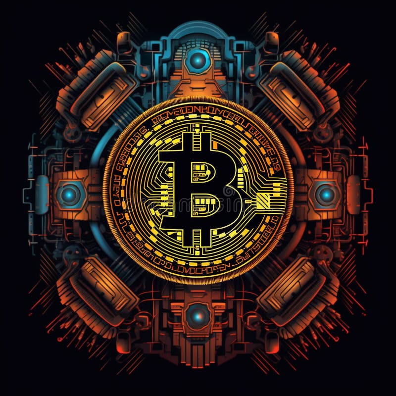 Generative Ai. Bitcoin Close Up Illustration Stock Illustration ...