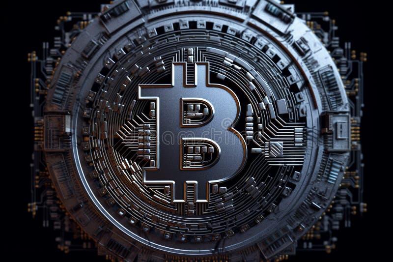Generative Ai. Bitcoin Close Up Illustration Stock Illustration ...