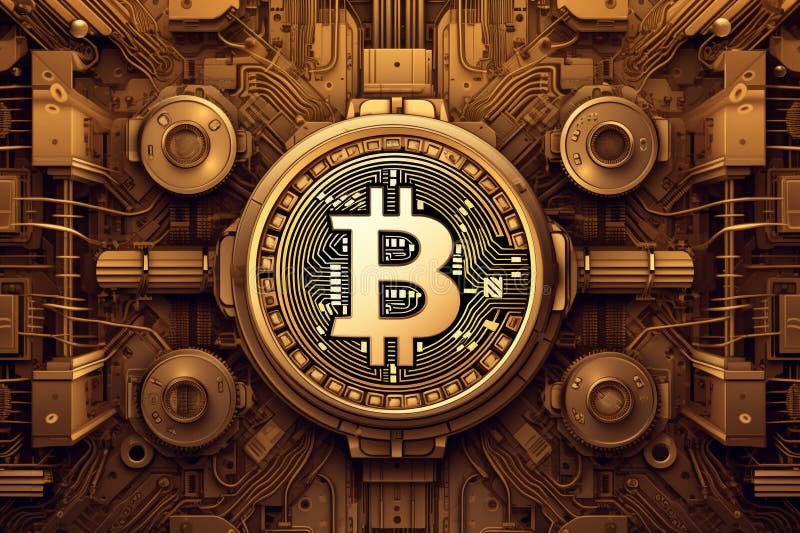 Generative Ai. Bitcoin Close Up Illustration Stock Illustration ...