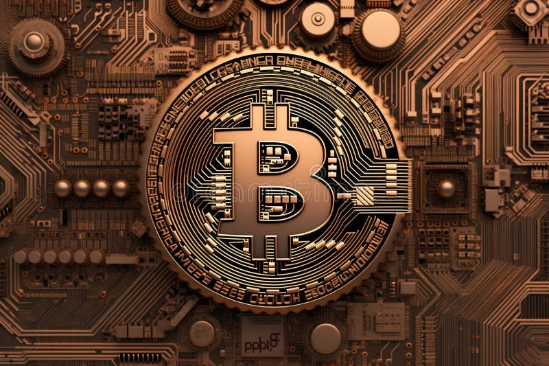 Generative Ai. Bitcoin Close Up Illustration Stock Illustration ...
