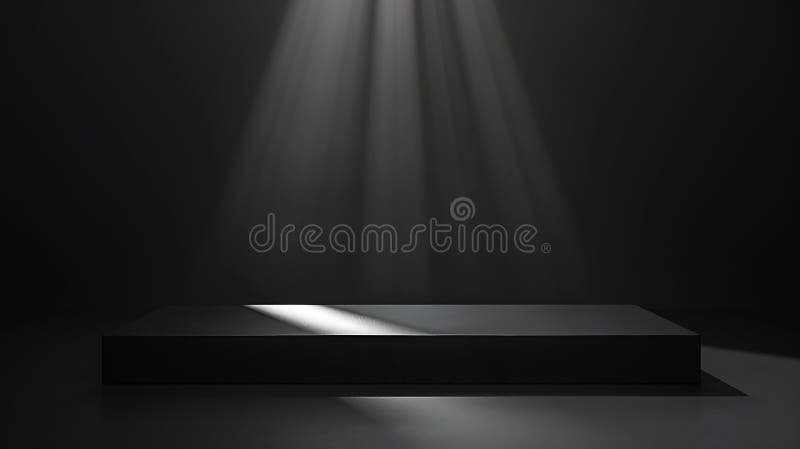Generative AI Black Abstract Table Stage with Light Beams and Shadows ...