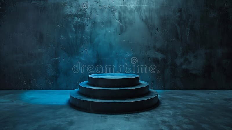 Generative AI Black and Blue Abstract Cement Step Wall or Podium and ...