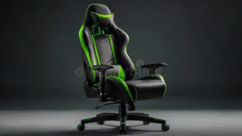 Black Green Geming Chair Low Key Technical Photo Stock Illustration ...