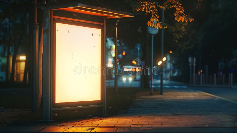 Generative AI Blank Lightbox on the Bus Stop Horizontal Sunlights ...