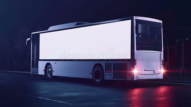Generative AI Blank White Advertising Billboard on Back of the Bus ...