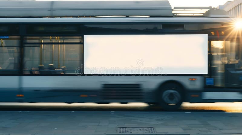 Generative AI Blank White Advertising Billboard on Back of the Bus ...
