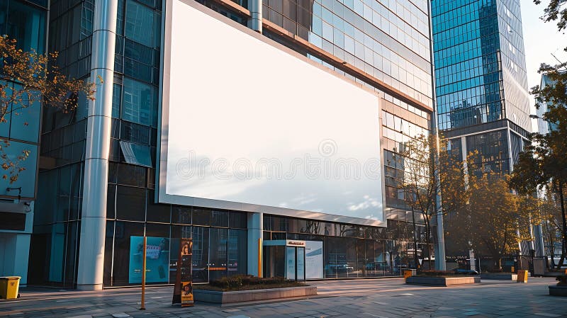 Generative AI Blank White Advertising Billboard in Front of the Modern ...