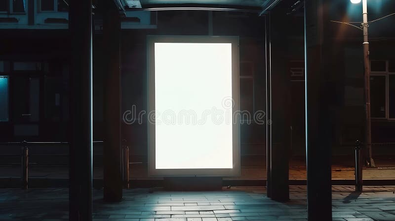 Generative AI Blank White Mock Up of Vertical Light Box in a Bus Stop ...