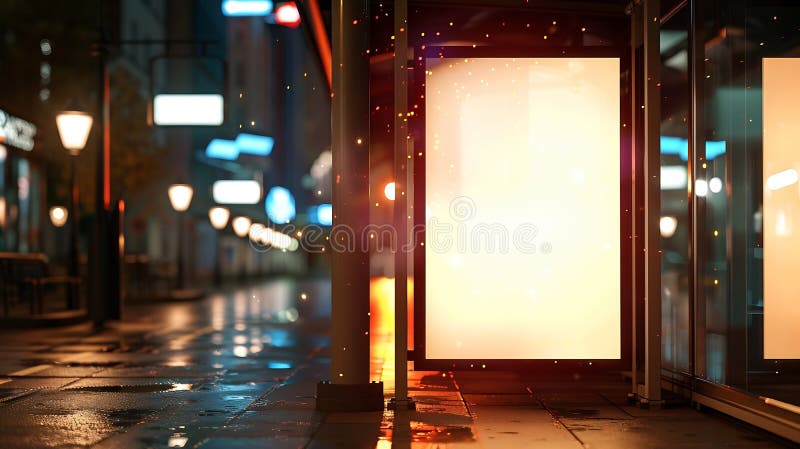 Generative AI Blank White Mock Up of Vertical Light Box in a Bus Stop ...