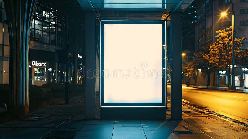 Generative AI Blank White Mock Up of Vertical Light Box in a Bus Stop ...