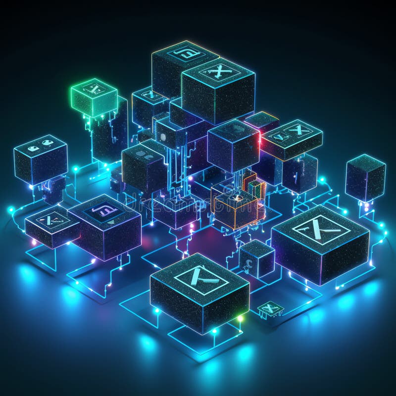 Generative Ai Blockchain Digital Technology Stock Illustration