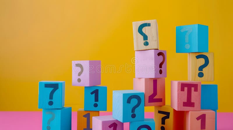 Generative AI Blocks with Question Marks and Copy Space Questions and Problem Solving Frequently ...