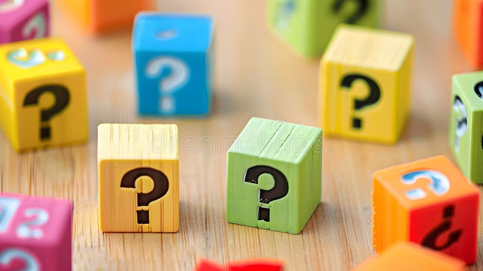 Generative AI Blocks with Question Marks and Copy Space Questions and Problem Solving Frequently ...