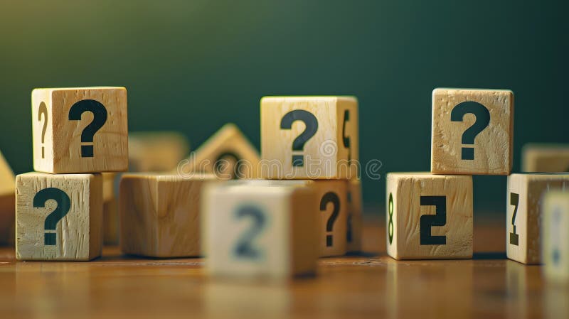 Generative AI Blocks with Question Marks and Copy Space Questions and ... Generative AI Blocks with Question Marks and Copy Space Questions and ...