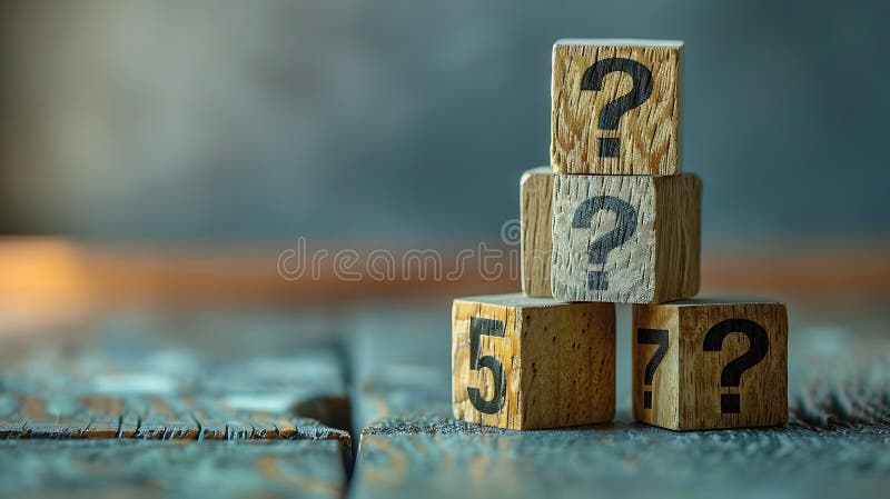 Generative AI Blocks with Question Marks and Copy Space Questions and ...