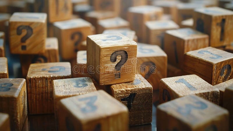 Generative AI Blocks with Question Marks and Copy Space Questions and Problem Solving Frequently ...