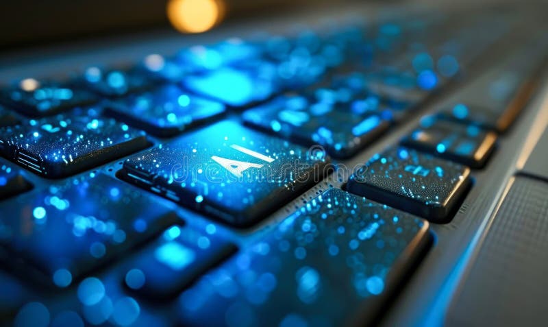 Blue AI Button on a Keyboard Symbolizing Artificial Intelligence ...