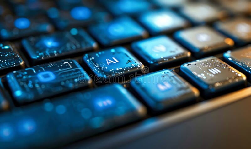 Blue AI Button on a Keyboard Symbolizing Artificial Intelligence ...