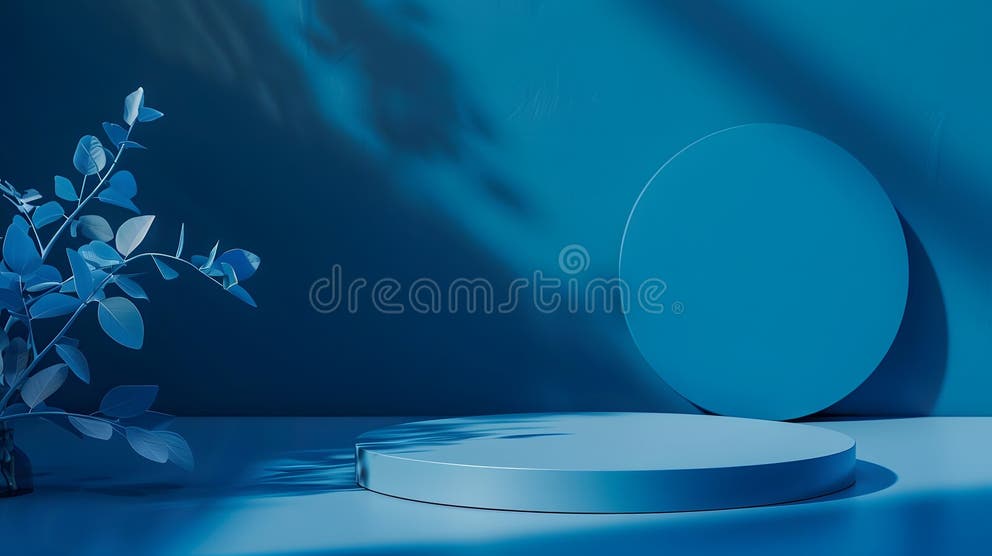 Generative AI Blue Background Dark 3d Studio Minimal Kitchen Table ...