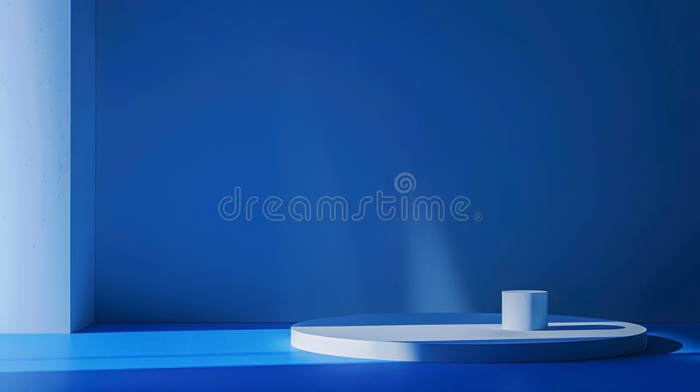 Generative AI Blue Background Dark 3d Studio Minimal Kitchen Table ...